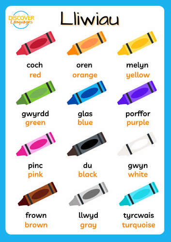 Welsh Colours Vocabulary Worksheets | Beginner Bilingual Posters ...