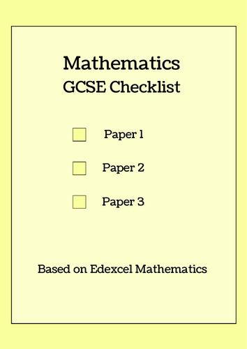 Edexcel GCSE Maths Revision Checklist - Papers 1, 2 & 3 | Teaching ...