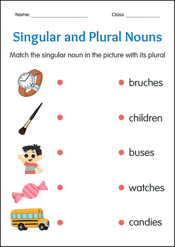 Singular and Plural Nouns Activity Worksheets for Grade 1, 2, 3 ...