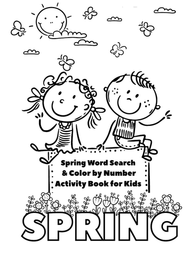 Spring Word Search & Color by Number Activity Book for Kids | Teaching ...