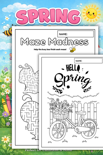 Spring Word Search & Color by Number Activity Book for Kids | Teaching ...