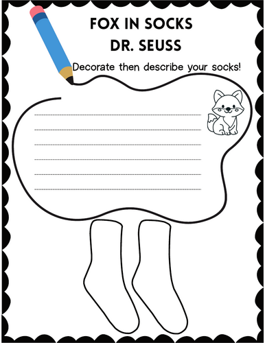Fox in Socks Writing Activity - Dr. Seuss Read Across America Week ...