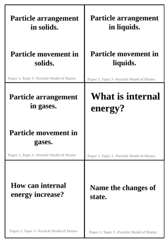 GCSE Physics Unit 3 -Particle Model of Matter flashcards (AQA 1-9 ...