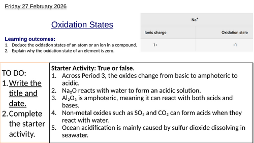 BUNDLE S3.1 The Periodic Table: Classification of Elements, SL Content ...