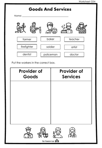 Economics Worksheets 1st Grade Needs vs Wants, Goods and Services ...
