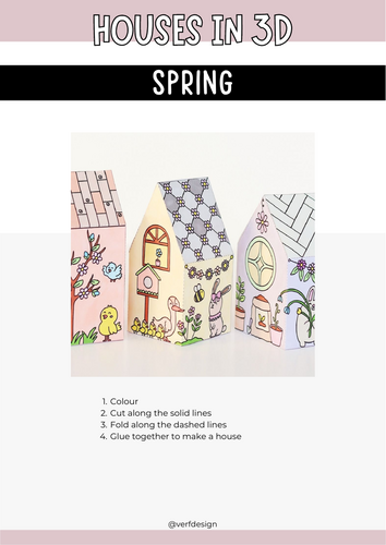 Spring 3D Houses – Craft Templates for Kids | Teaching Resources