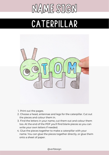 Printable Caterpillar Name Sign Craft for Kids | Teaching Resources