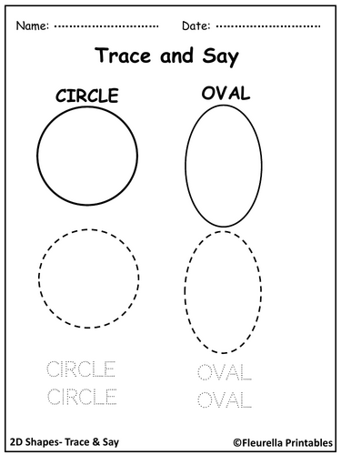 2D Shapes worksheet Pack for Kindergarten and early years/ Trace, Draw ...