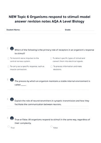 AQA A Level Biology Topic 6 – Organisms Respond to Stimuli Revision ...