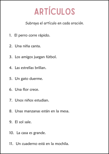 Definite and Indefinite Articles Practice (el, la, los, las, un, una ...