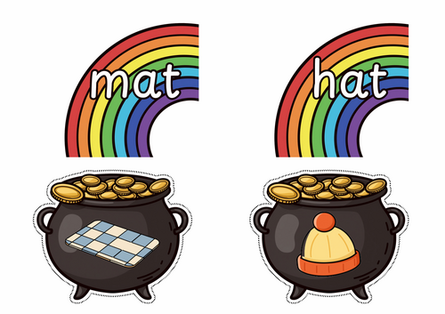 St. Patricks Day CVC Matching Rainbows Gold | Teaching Resources