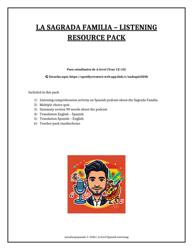 La Sagrada Familia - Listening Podcast and worksheets including ...