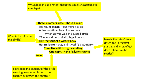 Annotated The Farmer’s Bride by Charlotte Mew | Teaching Resources