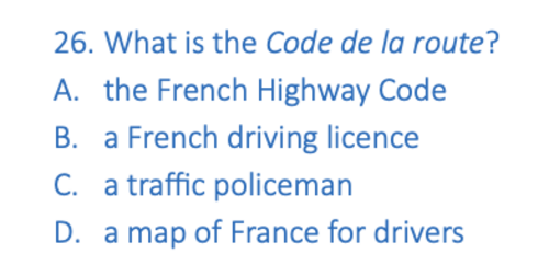French Car Quiz (driving in France) for all learners of French ...
