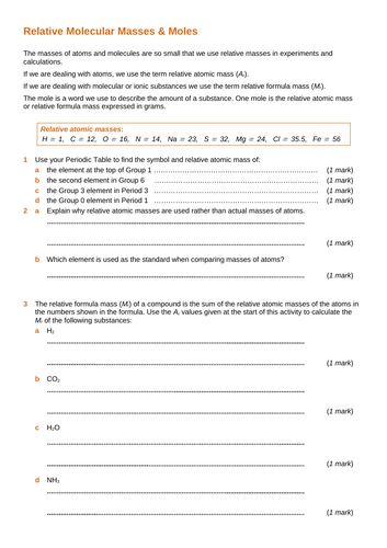 Relative Formula Mass (Mr) - AQA GCSE Chemistry (4.3.1.2) Calculation ...