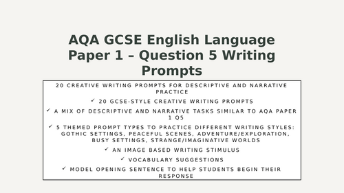 AQA GCSE English Language Paper 1 Q5 Creative Writing Prompts ...