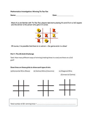 Tic-Tac-Toe (Noughts and Crosses) Investigation (Scaffolded) | Teaching ...