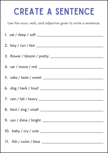 Nouns, Verbs, and Adjectives Worksheets - Grammar Worksheets 1st and ...