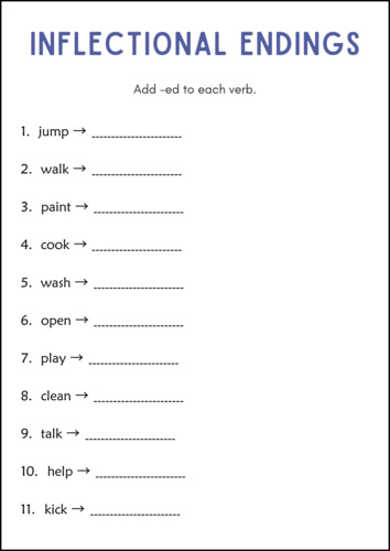 Inflectional Endings Grammar Worksheets and Activities - ing, -ed, -s ...
