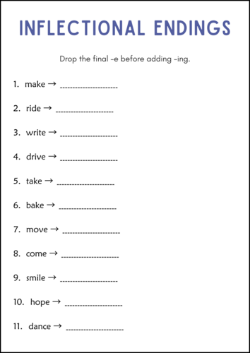 Inflectional Endings Grammar Worksheets and Activities - ing, -ed, -s ...