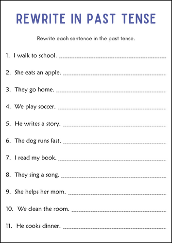 Printable Past and Present Tense Verbs Grammar Worksheets - Tenses of ...