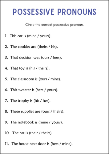 Personal Pronouns, Possessive Pronouns, Indefinite Pronouns Grammar ...