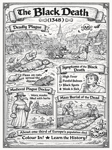 The Black Death (1348) coloring page | Teaching Resources