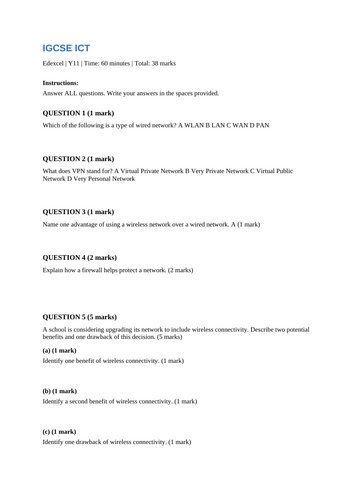 IGCSE ICT Connectivity Exam Pack (Edexcel) – Year 11 Practice Papers ...