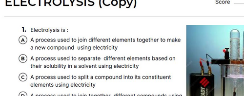 Electrolysis Booklet IGCSE Chemistry Edexcel {9-1} | Teaching Resources