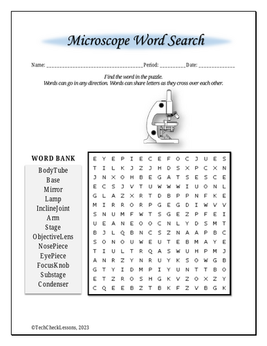 Parts of a Microscope Labeling & Functions Worksheet - Science + Word ...