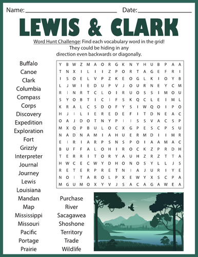 Lewis & Clark Expedition Word Search Puzzle | U.S. History Activity for ...
