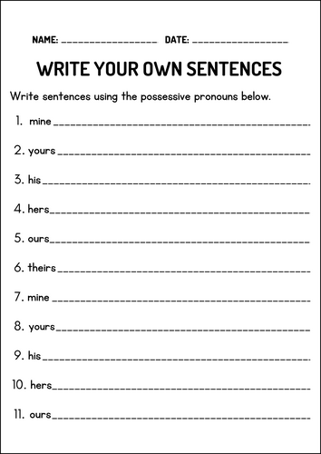 Possessive Pronouns – Grammar Practice Worksheets and Activities ...