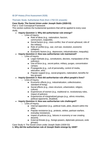IB DP History: Authoritarian Rule – The Soviet Union under Joseph ...