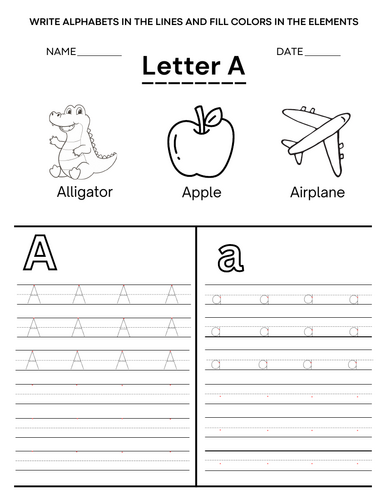 Alphabet Tracing Worksheets A–Z | Trace Letters & Color Beginning ...