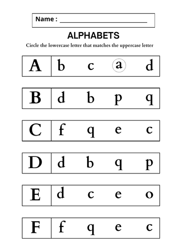 Alphabet Matching Worksheets | Uppercase to Lowercase Letter ...