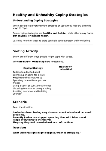 Mental Health and Wellbeing PSHE KS4 | Teaching Resources