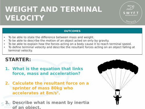 NEW WJEC (2026) GCSE Science - Weight and terminal velocity | Teaching ...