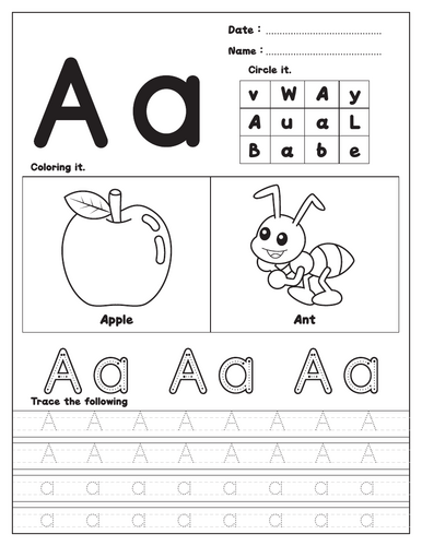Alphabet Worksheets A–Z | Trace, Circle & Color Letter Activities ...