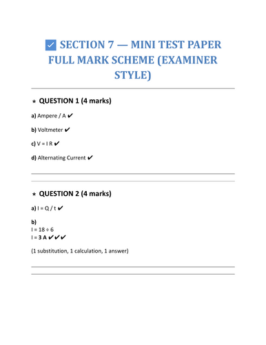 GCSE AQA Physics Electricity Topic Pack – Revision Notes, Worksheets ...
