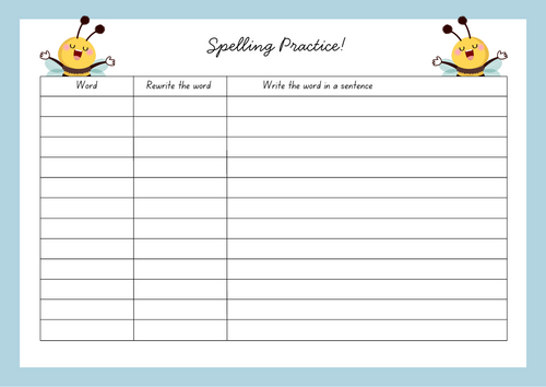 FREE Spelling Practice Templates- Weekly Word Lists (KS2) | Daily ...