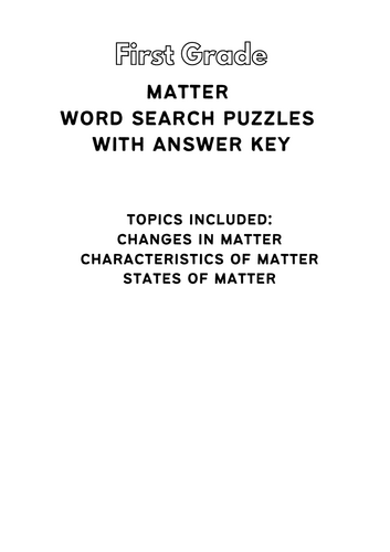 Matter Word Search Worksheets | States of Matter & Properties of Matter ...