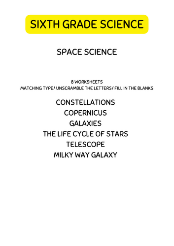 Space Science Worksheets | Constellations, Galaxies & Life Cycle of ...