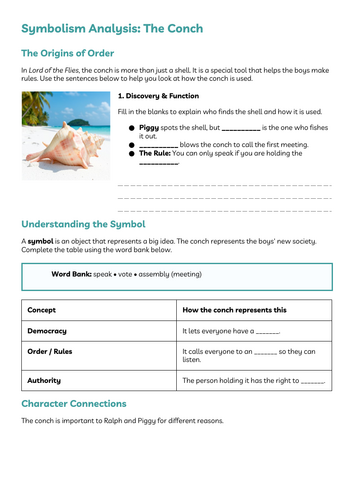 Lord of the Flies - Chapter 1 Worksheet & PPT | Teaching Resources