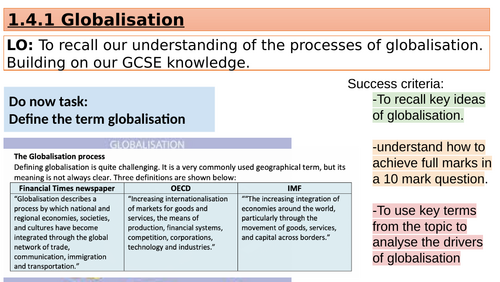 Edexcel IAL Geography- Paper 1- Units 3+4: Globalisation and ...