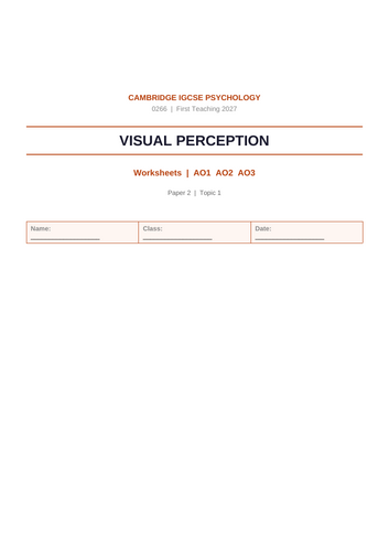 Cambridge IGCSE Psychology (0266) Worksheets Bundle AO1 AO2 AO3 | All ...