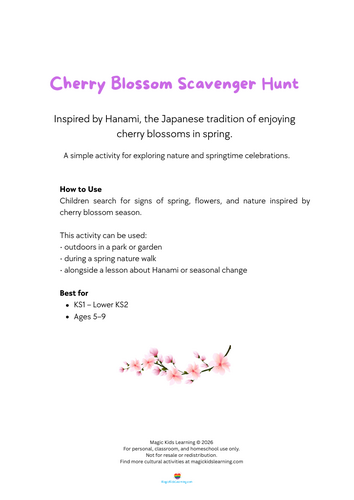 Cherry Blossom Scavenger Hunt – Free Hanami Activity for Kids ...