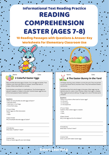 Reading Comprehension Easter Worksheets (Ages 7–8) | 10 Texts ...