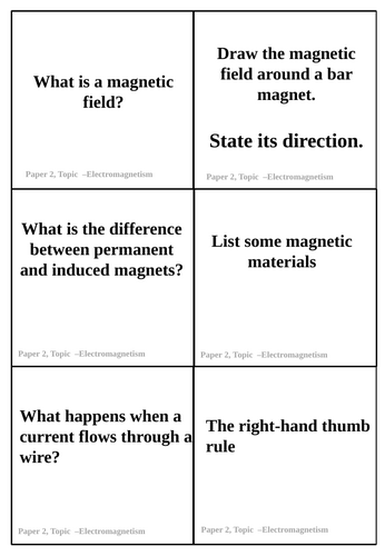 GCSE Physics Unit 7 - Magnetism and Electromagnetism Flashcards (AQA 1 ...