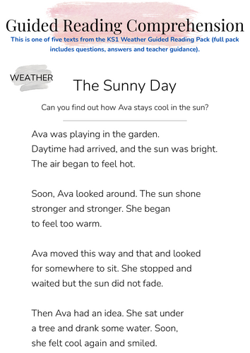 FREE KS1 Guided Reading Comprehension Pack – Weather (5 Texts ...