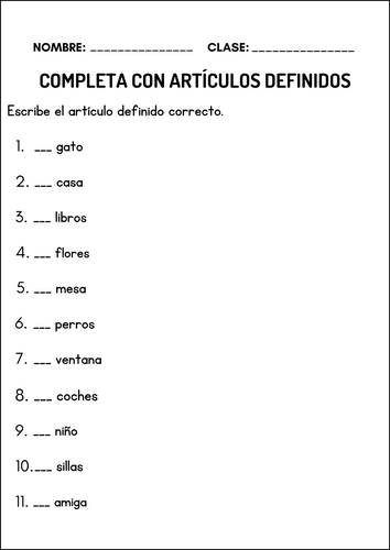 Los articulos Definidos e Indefinidos Spanish Definite and Indefinite ...